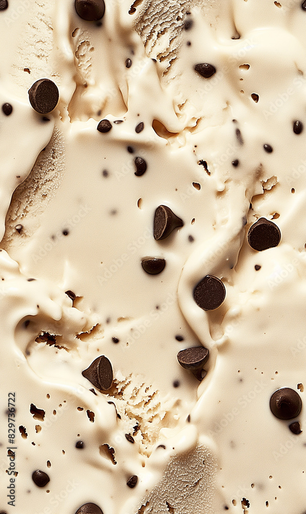 espresso chip ice cream surface close-up shot, a closeup of the ...
