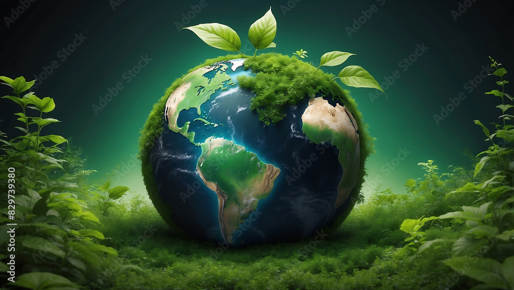 World environment day, A green globe representing Earth, partially ...