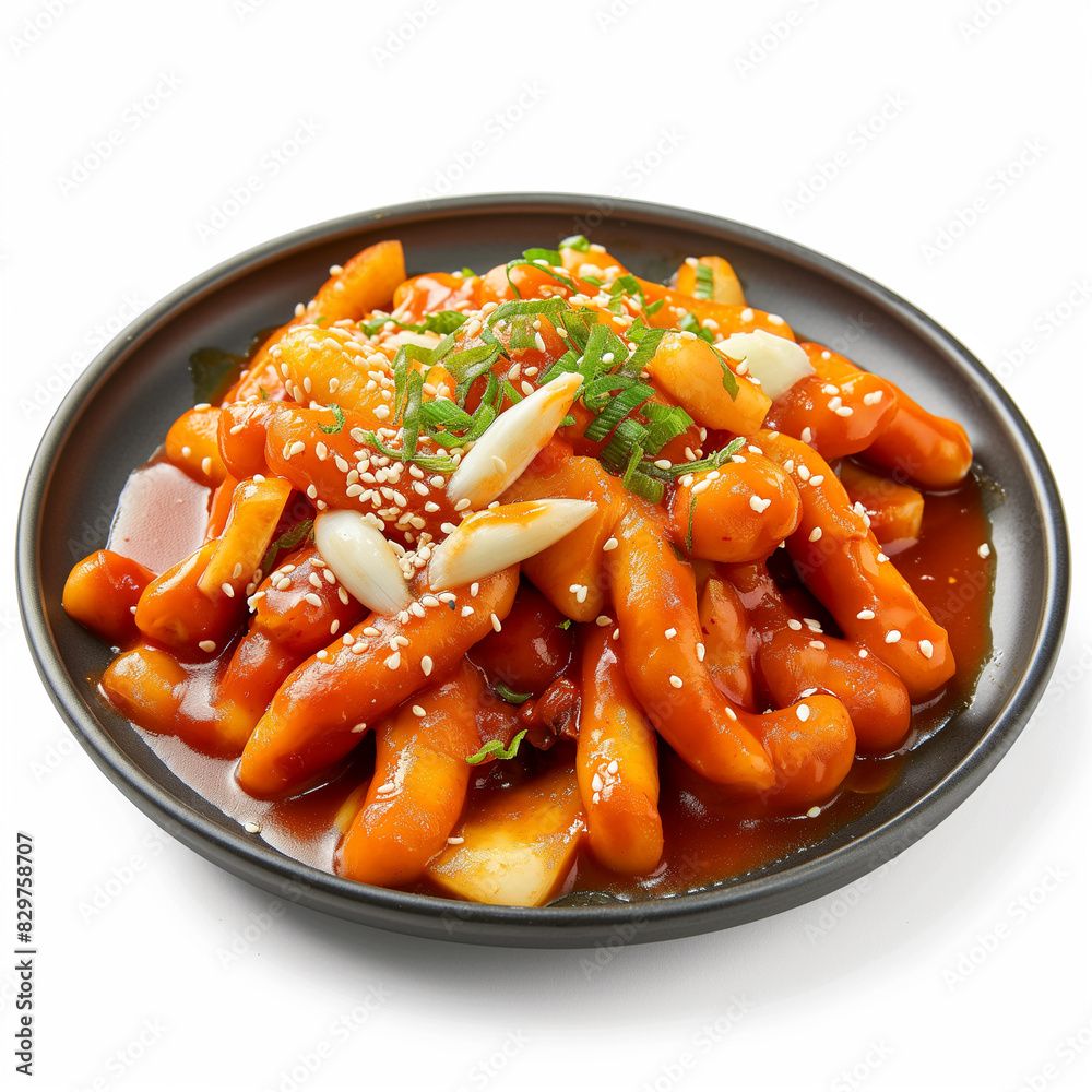 Plate of Tteokbokki (Korea) isolated on white studio background. Stock ...