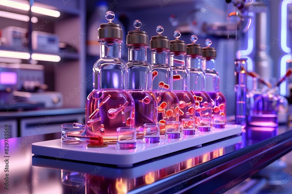 A scene in a pharmaceutical lab where biotechnology is used to design ...
