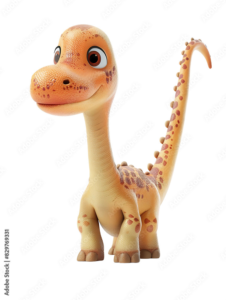 cute 3D character of orange brontosaurus on transparent background ...