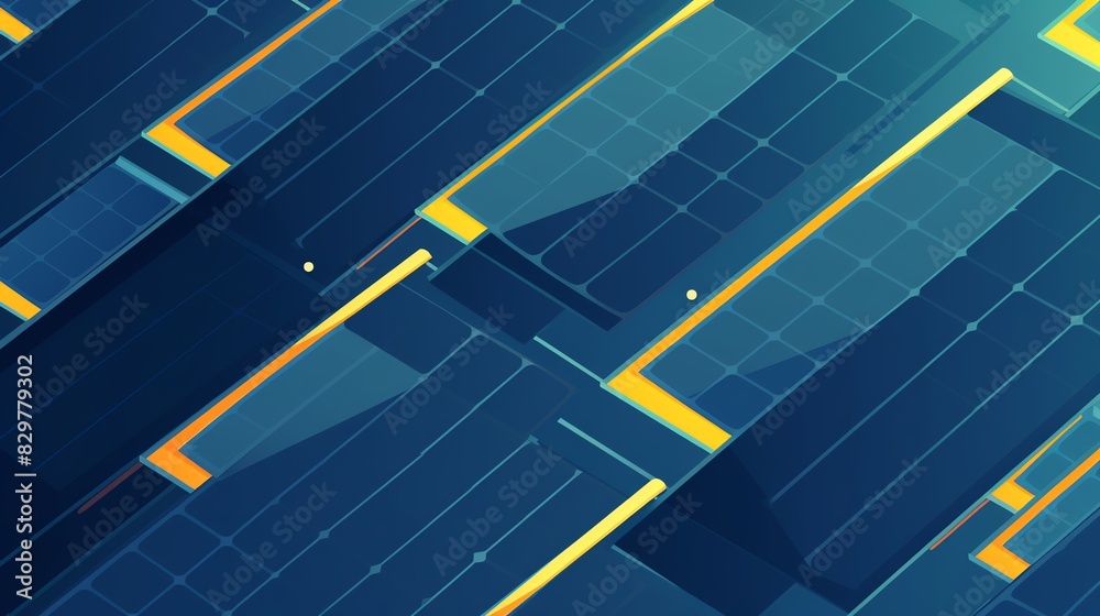 solar panel array flat design top view renewable energy cartoon drawing ...