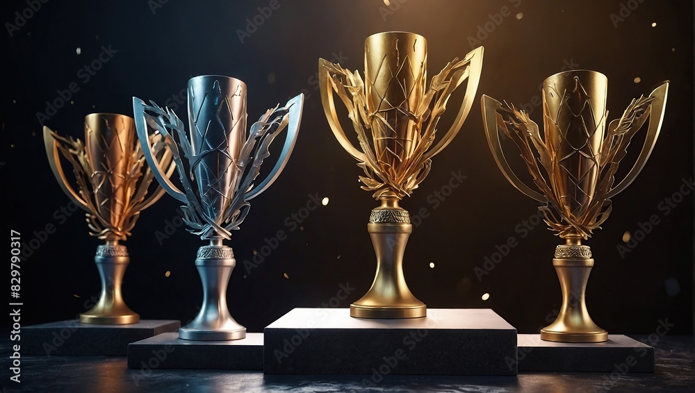 Winner award podium prize silver gold trophy win champion pedestal ...