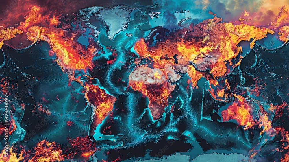 Produce a world map that identifies the most significant natural ...