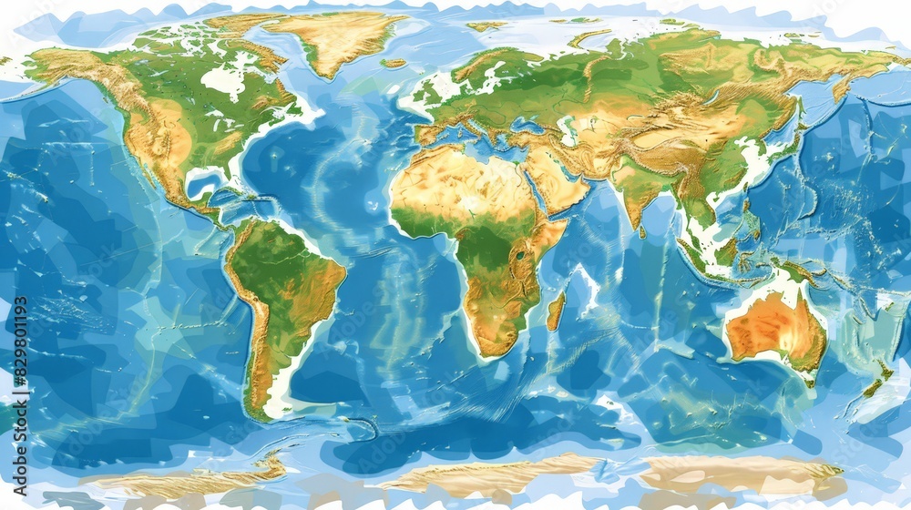 Produce a world map that marks the locations of the world's major ...