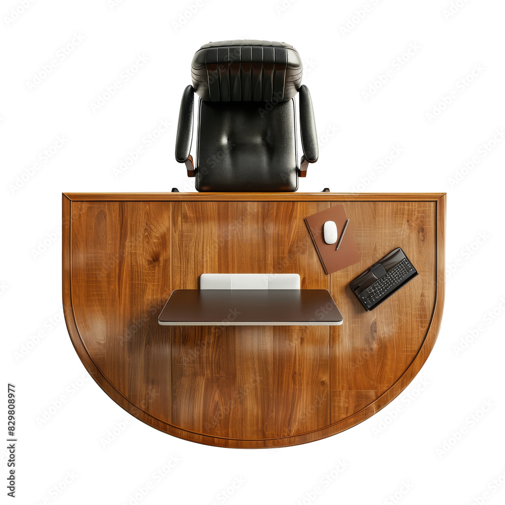 top view of modern office desk setup with chair, keyboard, top view ...