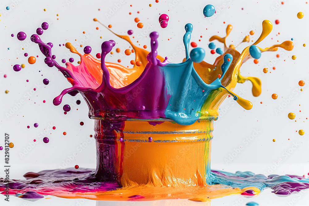colorful paint splashes on white, Immerse yourself in a burst of ...