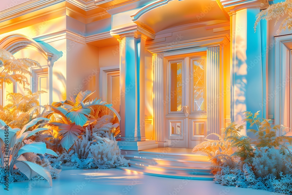 fairy-tale-like appearance facade of building with classical ...