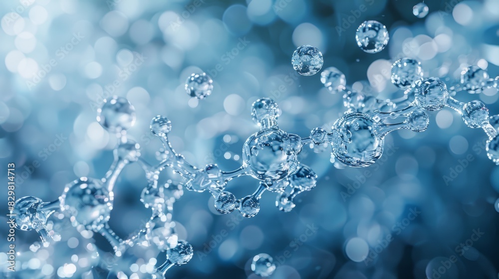 A digital artwork showing the interaction between water molecules at ...