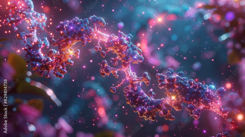A digital illustration of a gene editing process, showing CRISPR-Cas9 ...