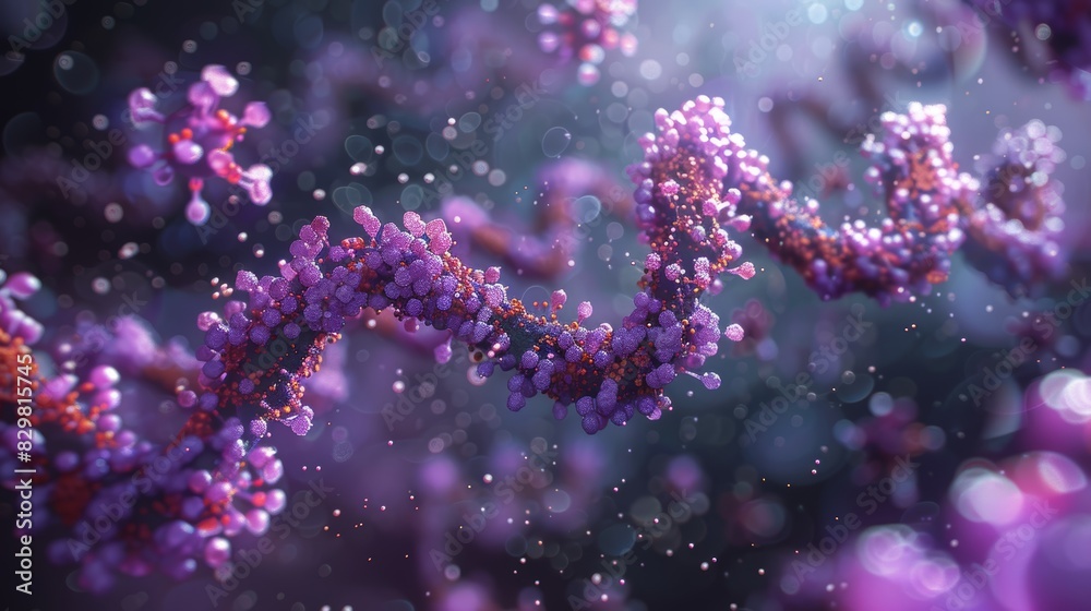 A magnified view of a DNA replication process, highlighting the enzymes ...