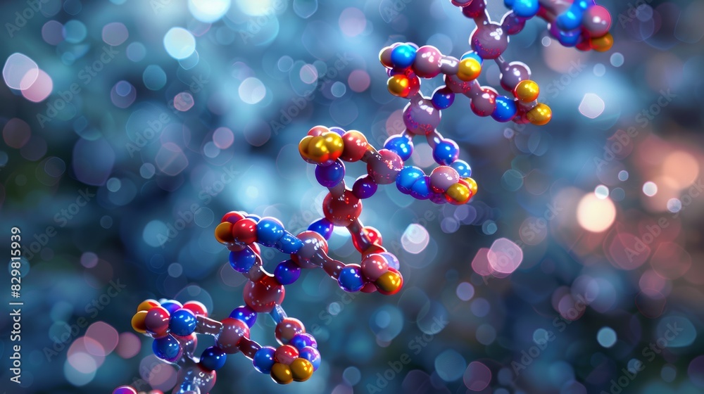 A molecular model of DNA, showcasing the double helix structure and ...