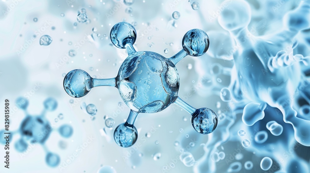 A scientific diagram showing the chemical formula for water (H2O), with ...