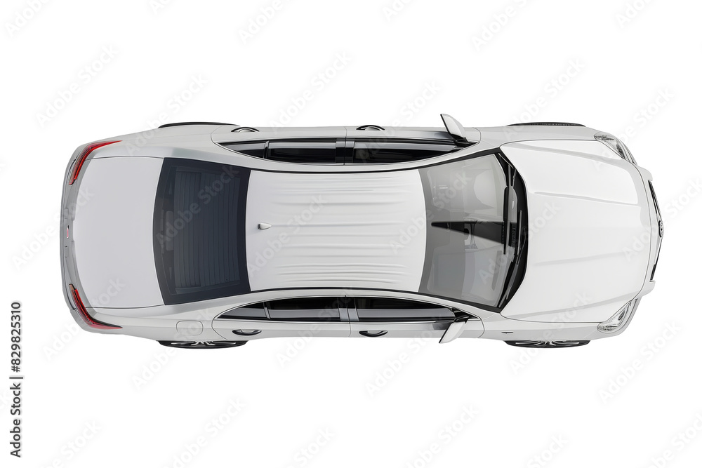 Top view of white car top view transparent background Stock ...