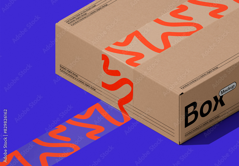 Tape On A Carboard Box Mockup Stock Template | Adobe Stock