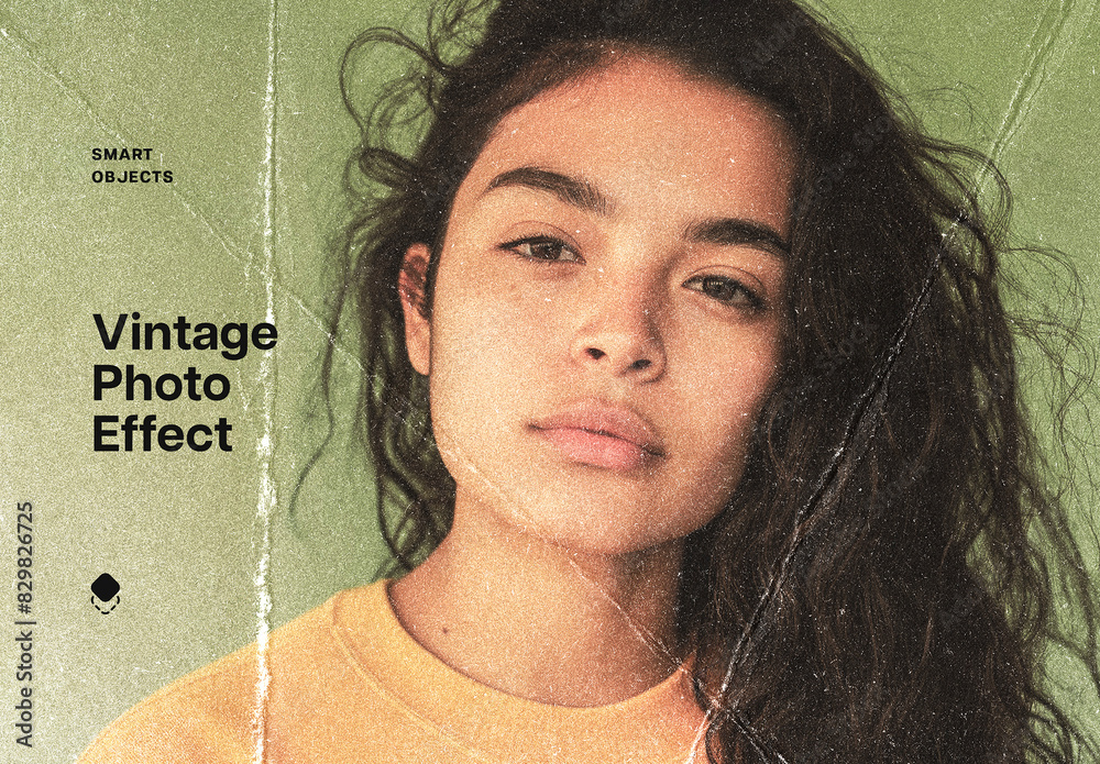 Vintage Crumpled Paper Photo Effect Mockup Stock Template | Adobe Stock