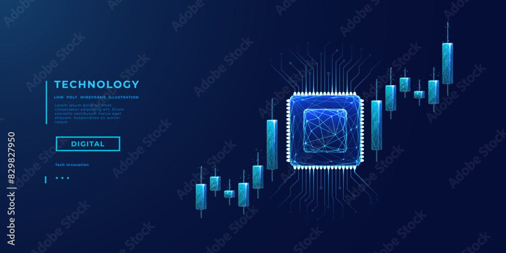 Trade AI concept. AI chip, abstract digital stock market japanese ...