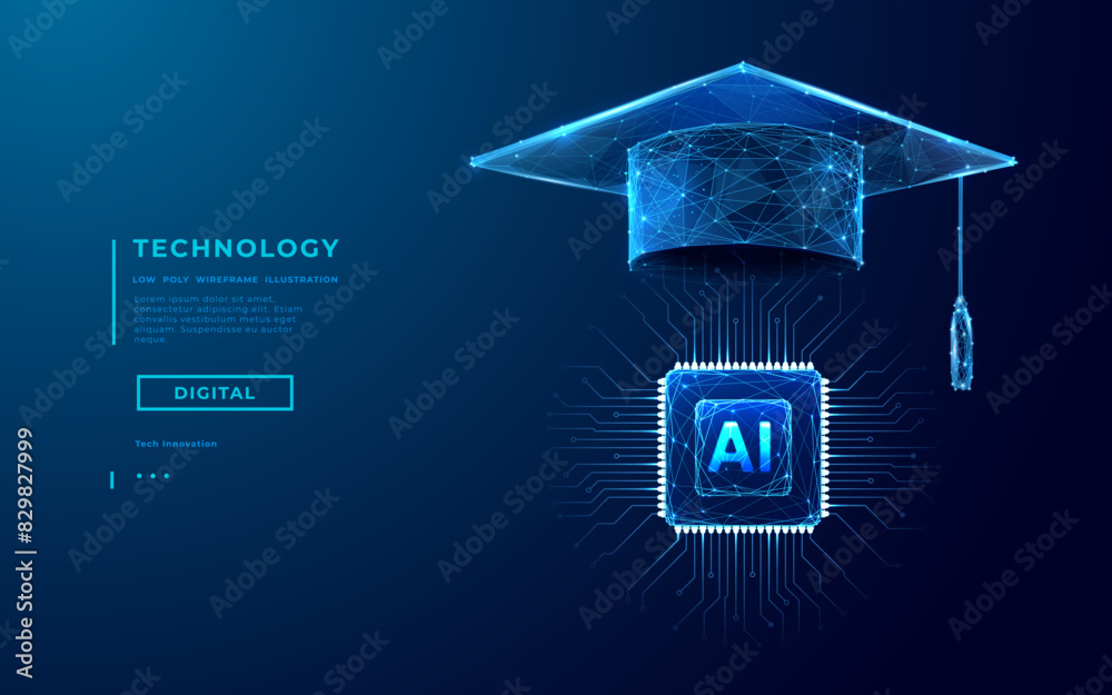 AI education or machine learning background. Abstract digital tech bg ...