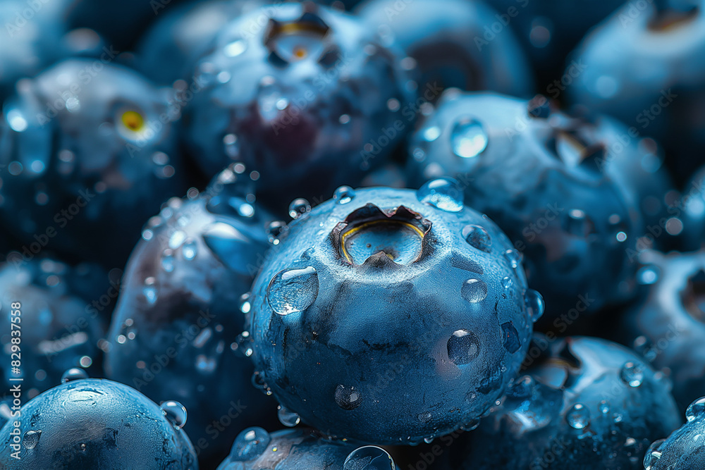 blue berries with water drops, Immerse yourself in the fresh and ...