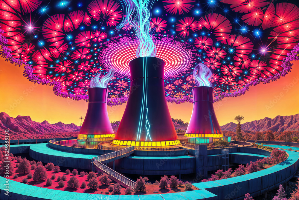 Experience the futuristic allure of a thermal power plant where vibrant ...