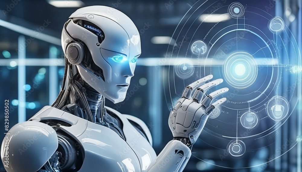 Artificial intelligence humanoid robot, human interaction, technology ...