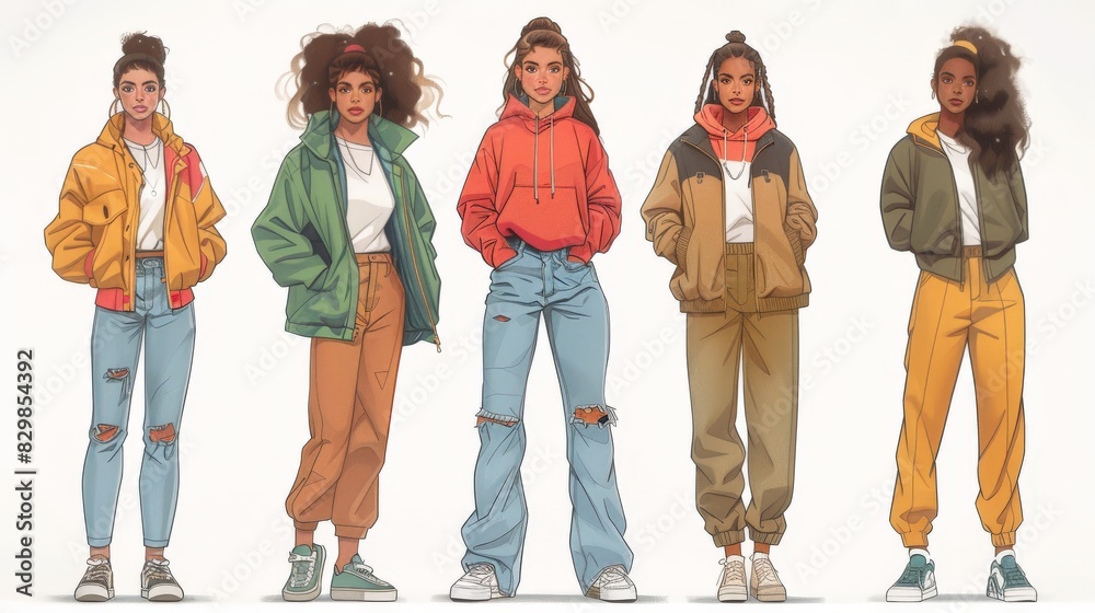 Design an illustration focused on early 2000s fashion trends. Highlight ...