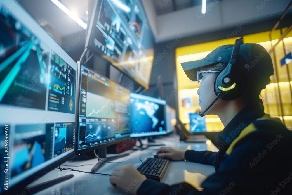 Diverse Security Team Monitoring CCTV in High-Tech Control Room ...