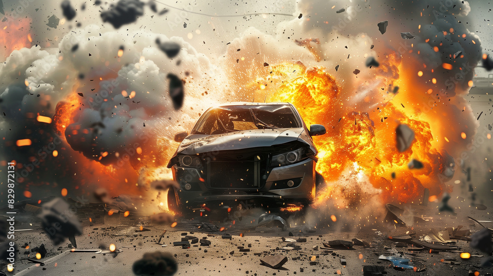 Chaos reigns on the highway after an explosive accident in which a car ...