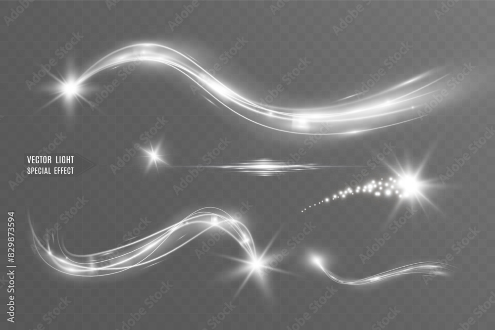 Light white wave and spotlight shine effect,glow line sparkle shine ...