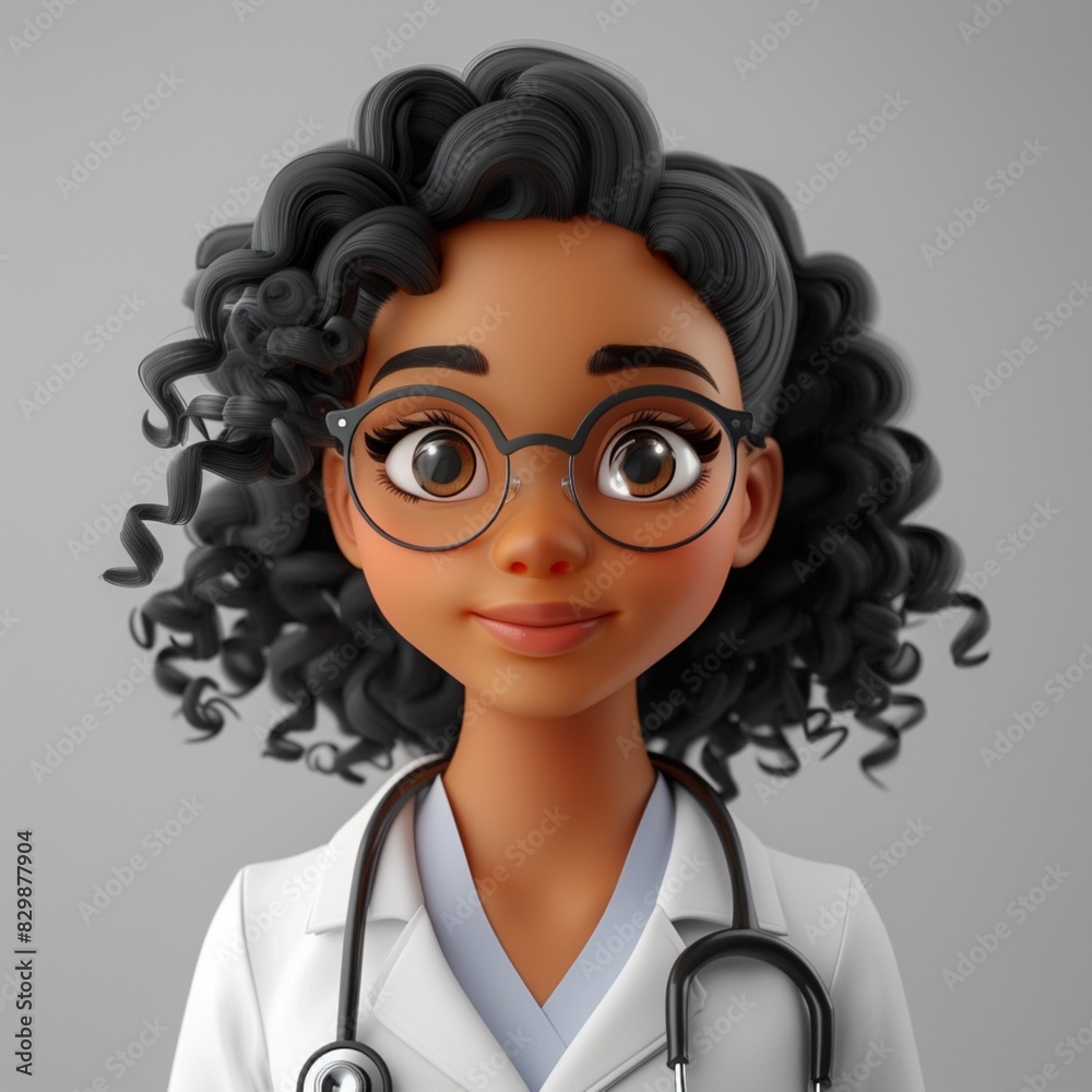 3D avatar of a dark-skinned girl doctor Stock Photo | Adobe Stock