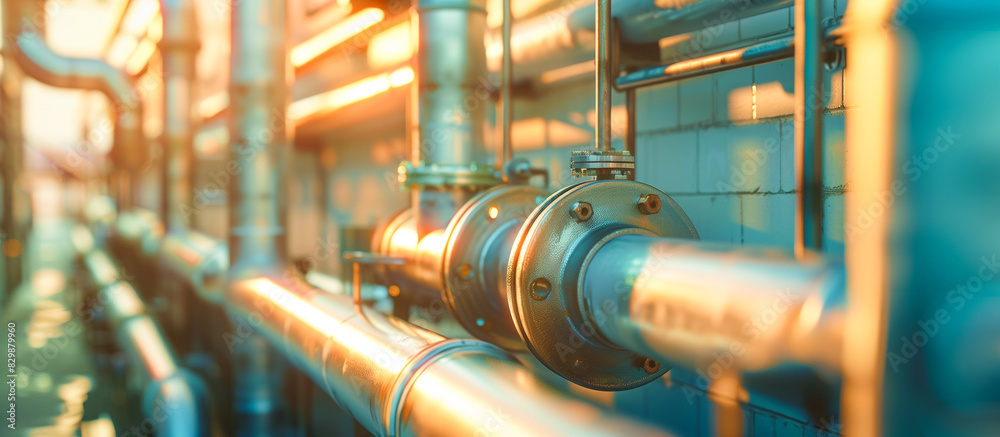 water pipe system in modern spacious building construction ...