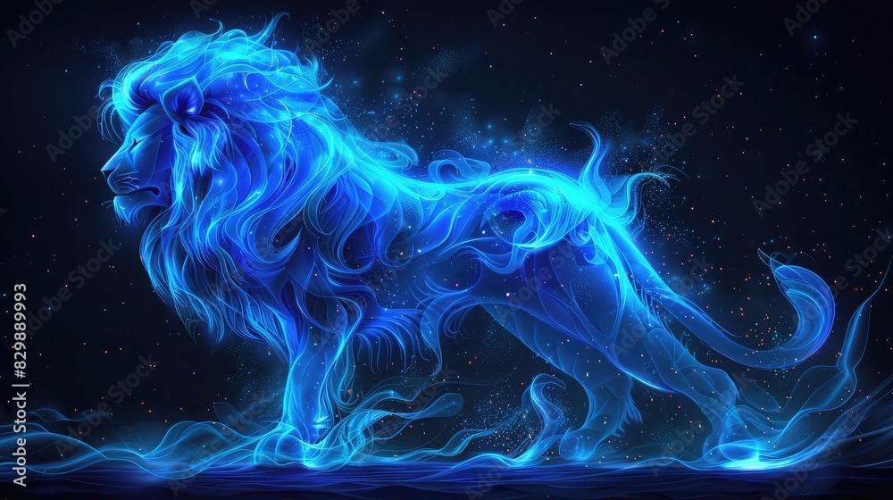 [flat 2d vector illustration of the Leo zodiac sign, astrology style ...