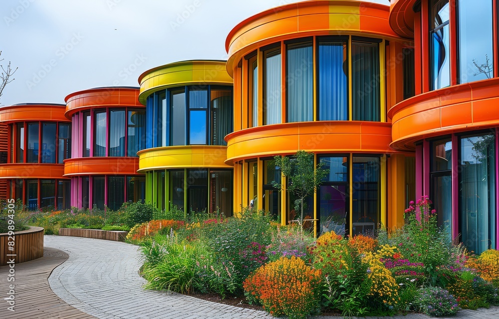 Colorful house facade for architectural themes created with Generative ...