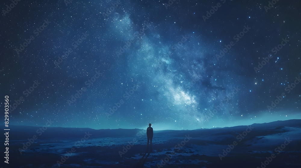 Person, standing, stars, gazing, Milky Way, awe, wonder, vast, open ...
