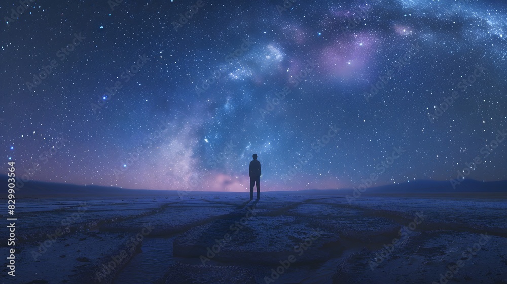 Person, standing, stars, gazing, Milky Way, awe, wonder, vast, open ...