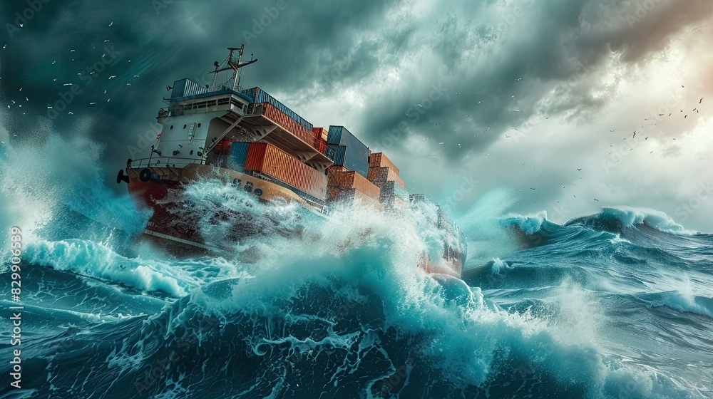 container ship in the ocean accident with a ship with containers ...