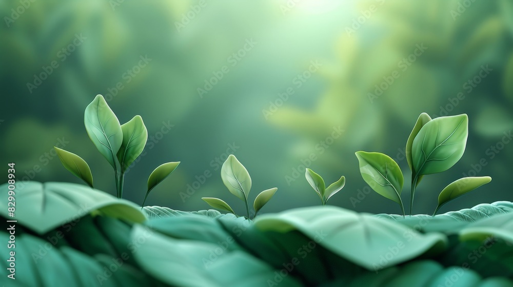 Illustrate fresh greenery with a minimalist approach. Depict new leaves ...