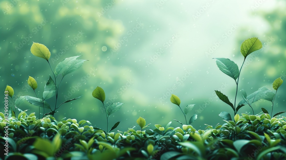Illustrate fresh greenery with a minimalist approach. Depict new leaves ...