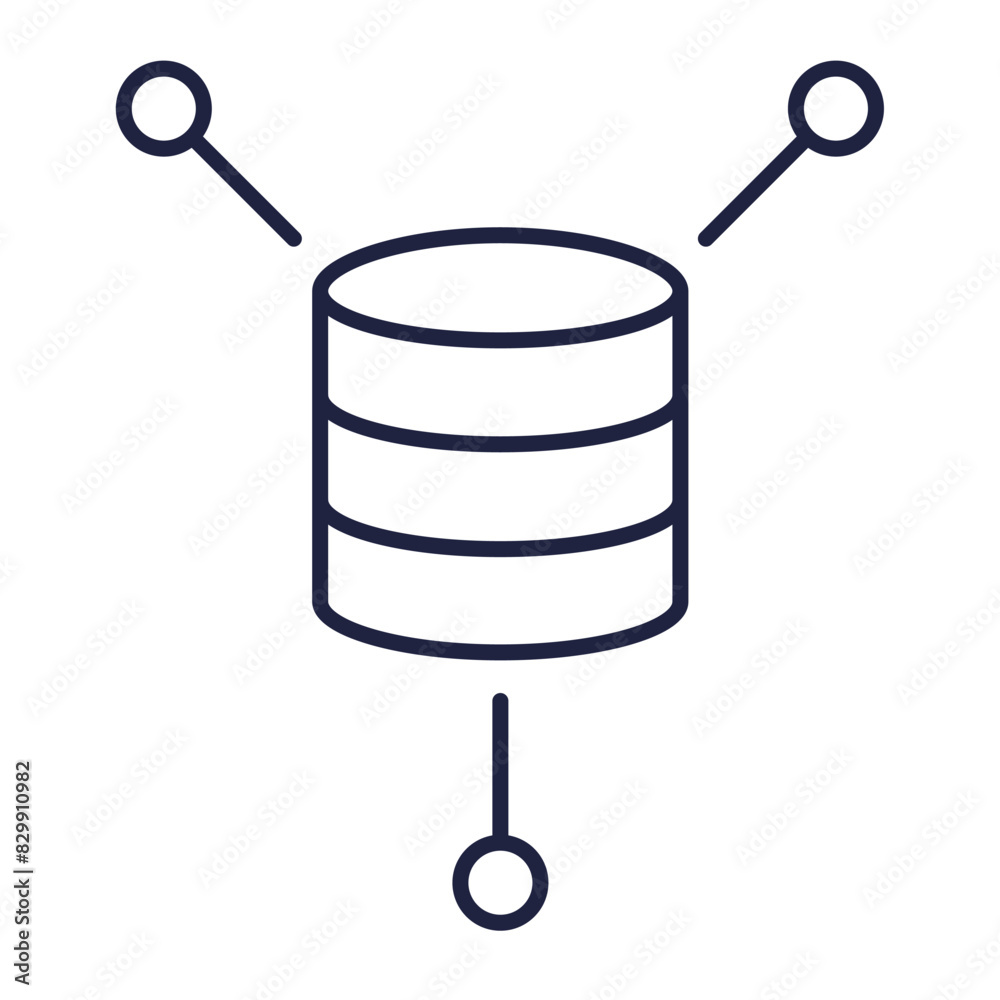 Database system line icon. Data center, modelling, big data analysis ...