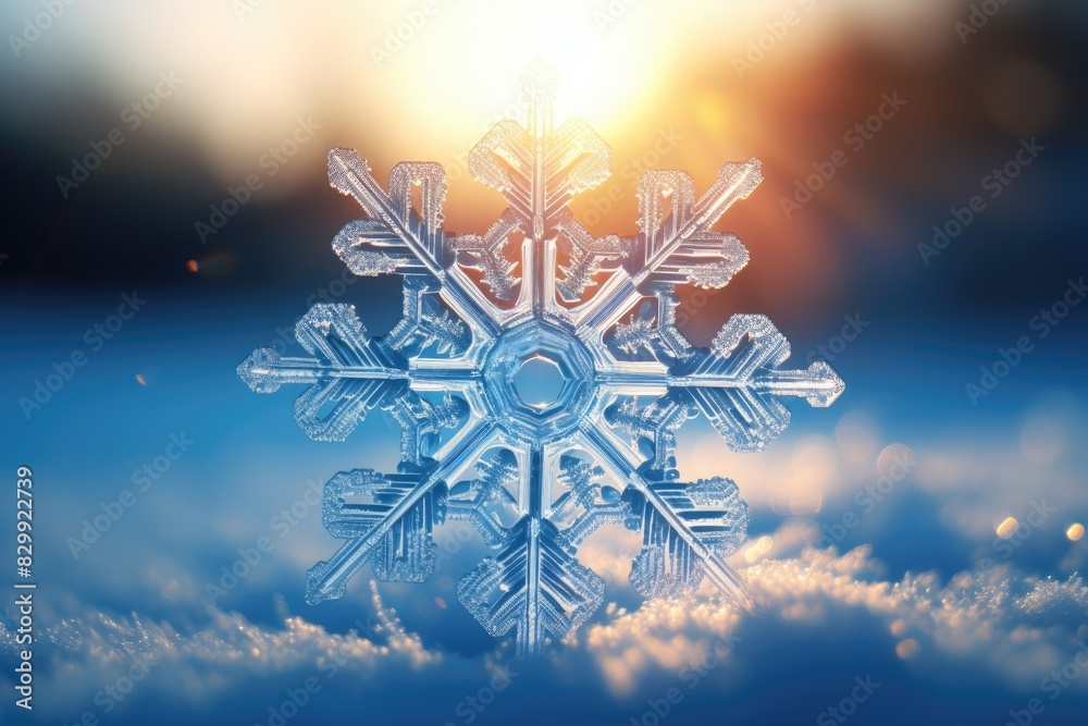 a snowflake is shown in the middle of a photo, A microscopic view of a ...