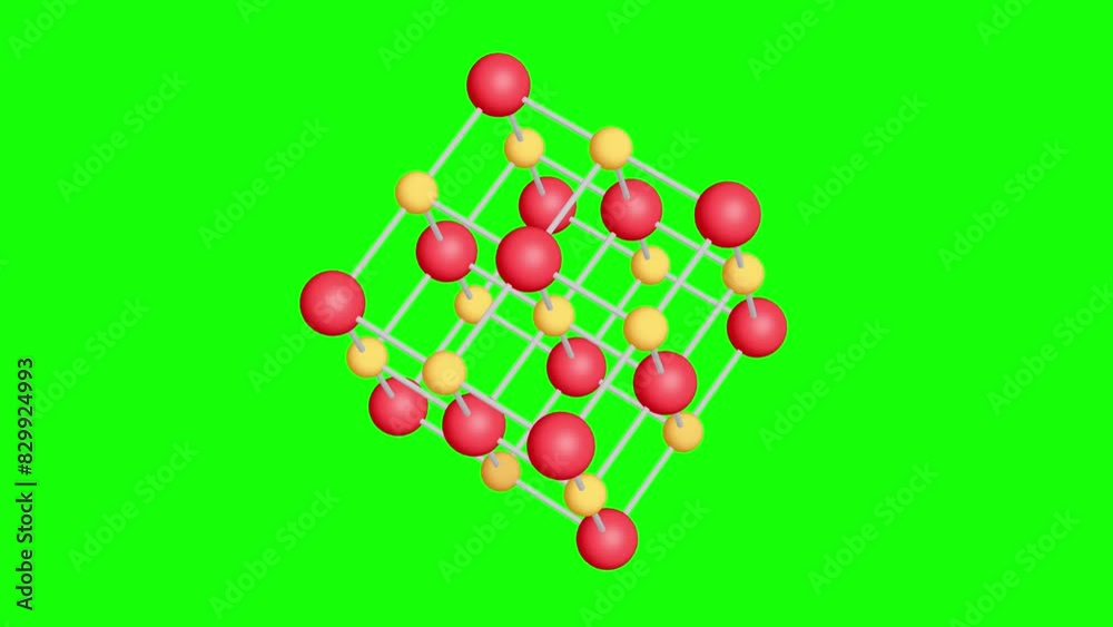 Crystal lattice molecule grid rotates. Sodium chloride rock salt. 4K ...
