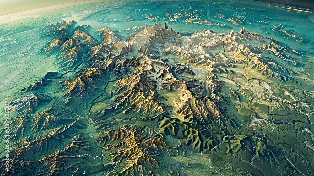 threedimensional topographic map of poland showcasing the countrys ...
