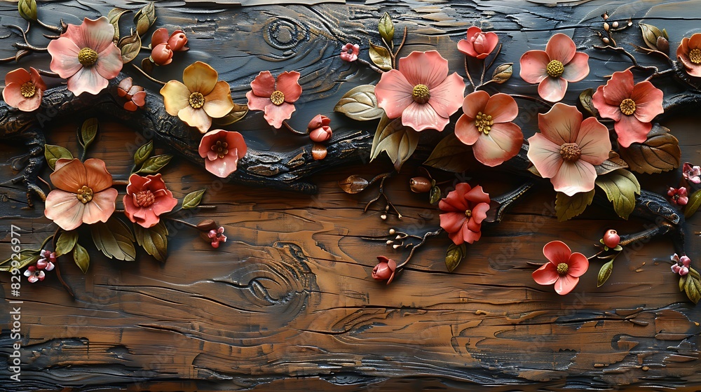 Wooden texture with floral integration, faux finish wood graining ...