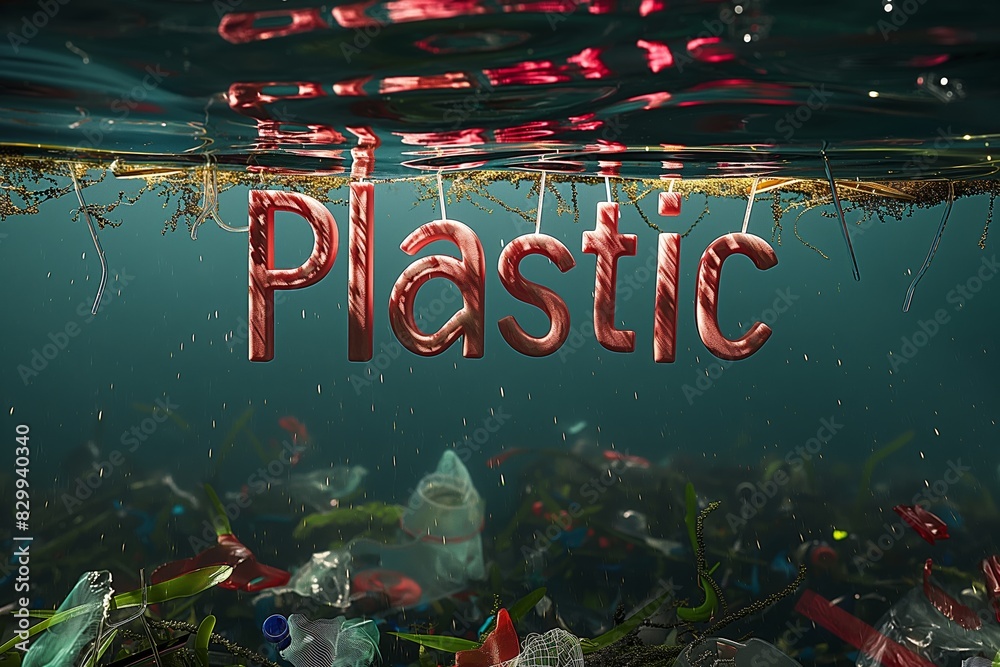 This image illustrates the plastic pollution problem with the word ...