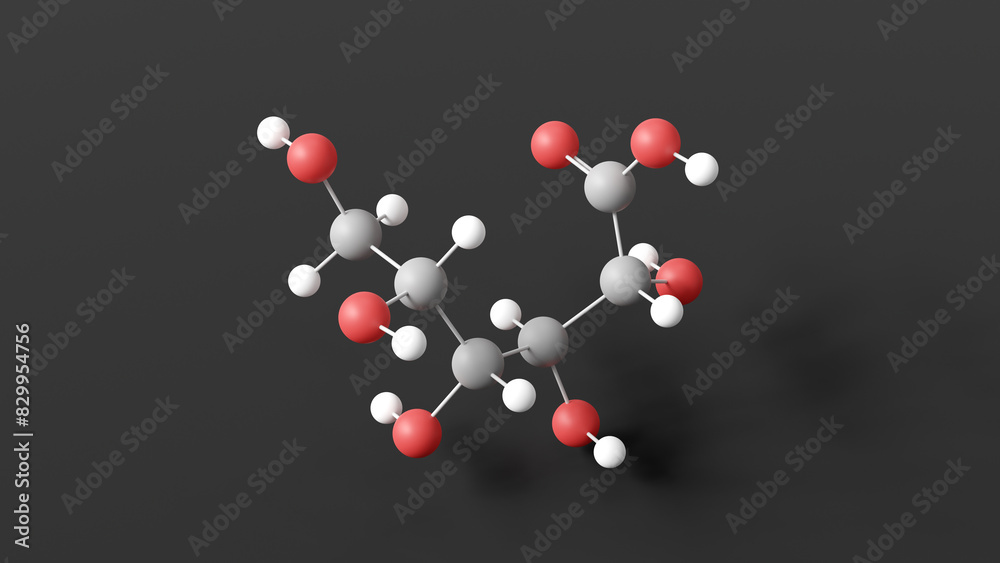 gluconic acid molecular structure, acidity regulator e574, ball and ...