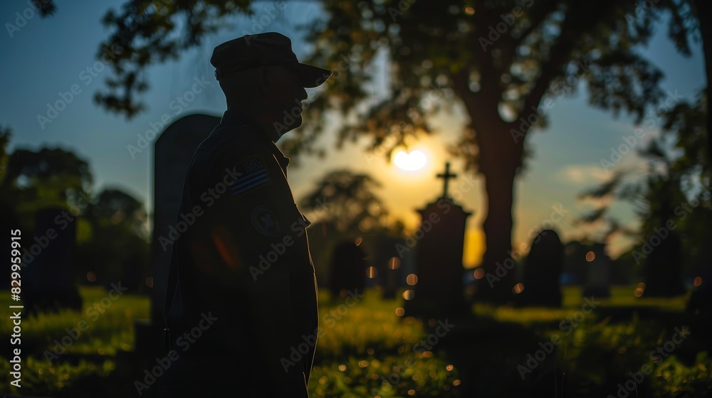 Shadows of Honor a minimalist tribute on Memorial Day close up, solemn ...