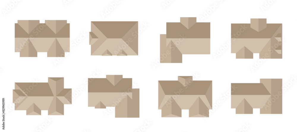 set of Houses and Buildings top view. Isolated elements for design of ...