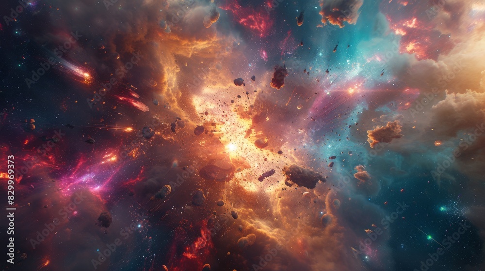 Dive into the heart of a cosmic clash with an image of an epic space ...
