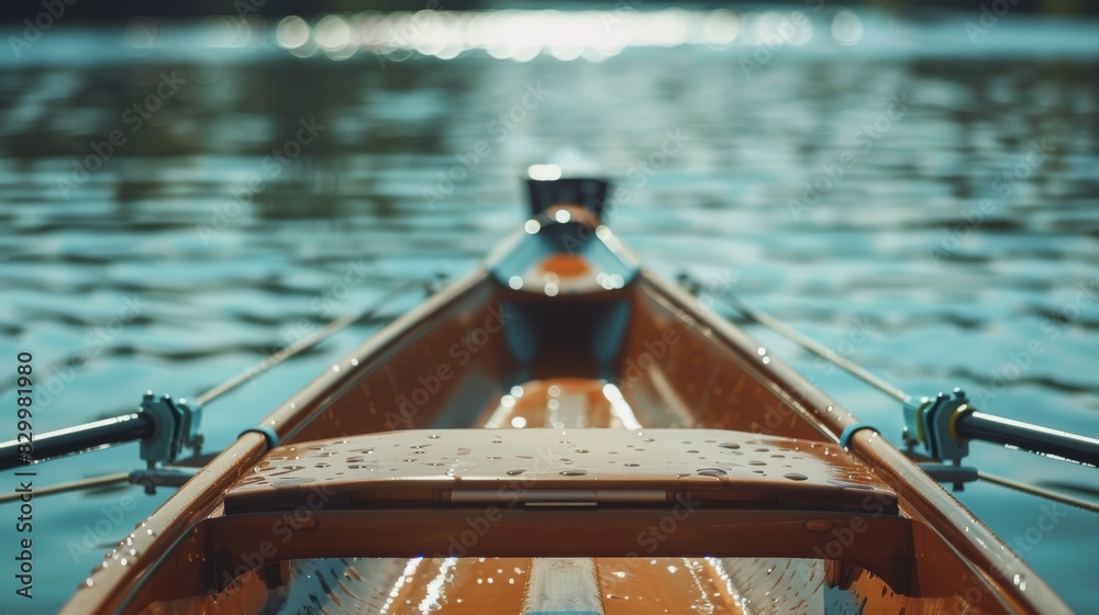 Technical Details of Rowing Boat Rigging with Blurred Water Background ...