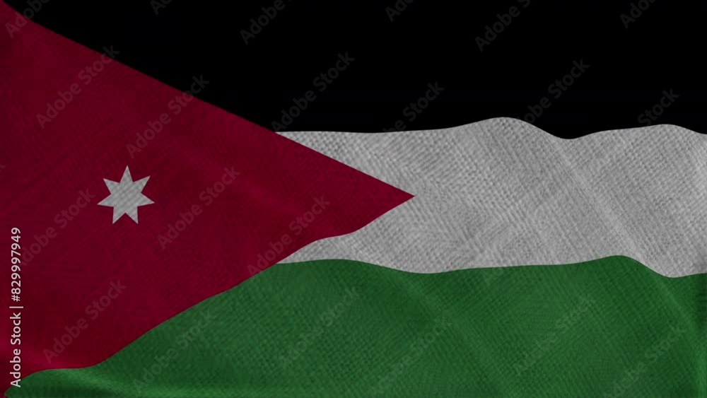 Flag of Jordan, Jordan 3D Animation flag waving in the wind. 4K Jordan Flag Animation waving ...